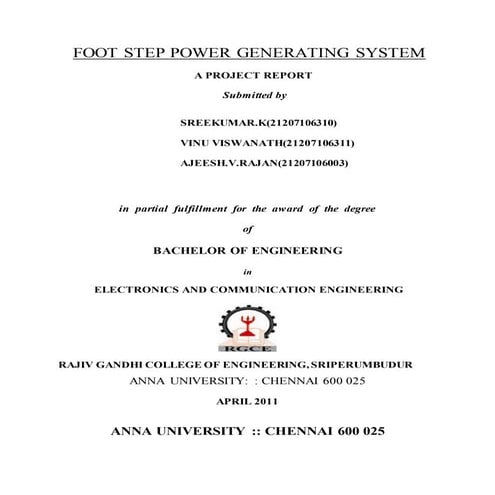 Foot step power generating system | PDF