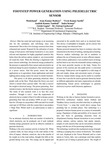 Footstep power generation system Final year be project | PDF