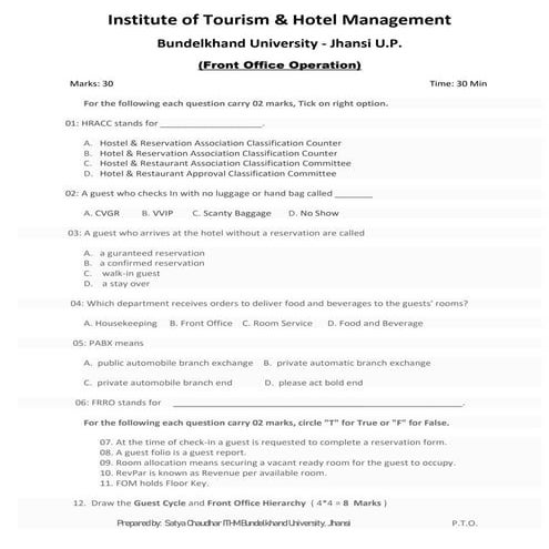Front Office Paper | PDF