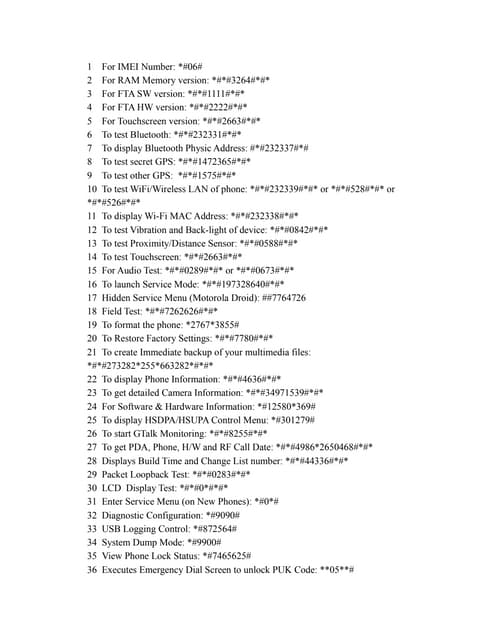 All nokia master codes | PDF