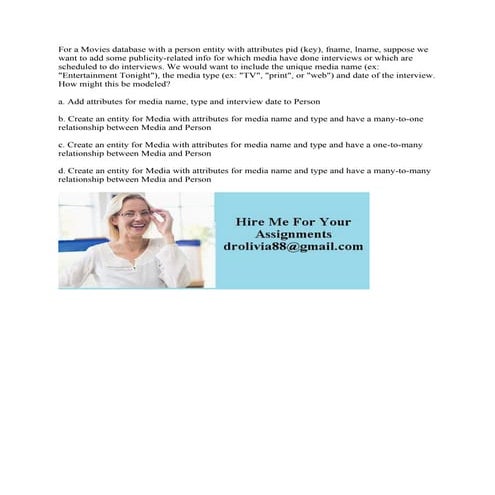 For a Movies database with a person entity with attributes pid (key)-.pdf