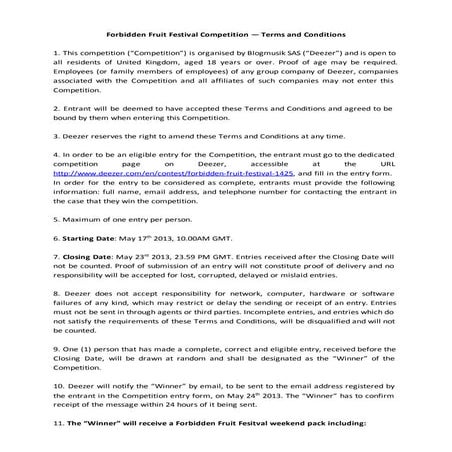 Cannes Film Festival Competition - Terms & Conditions | PDF