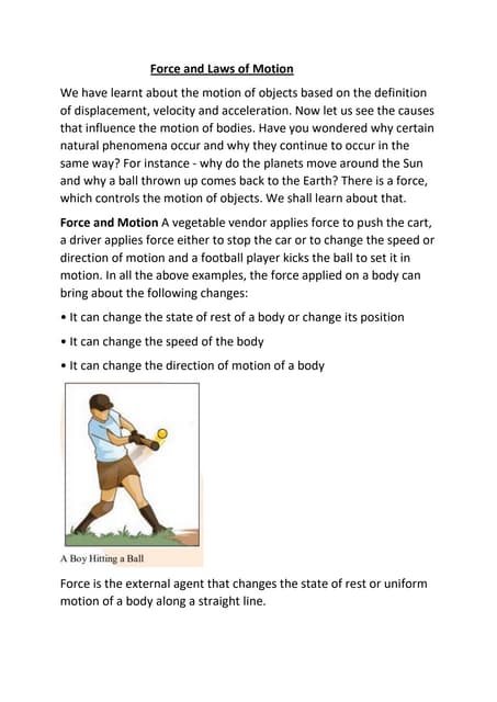 force and laws of motion | PPT