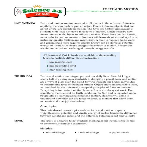 Force and motion_5-6_unit_guide | PDF