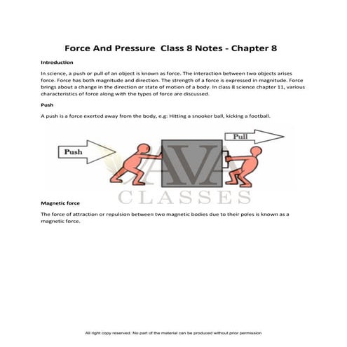 NCERT-force and pressure class 8 science pdf | PDF