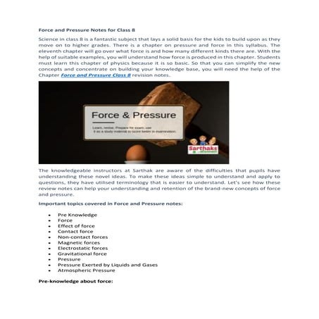 Force & pressure class 8 | PPTX