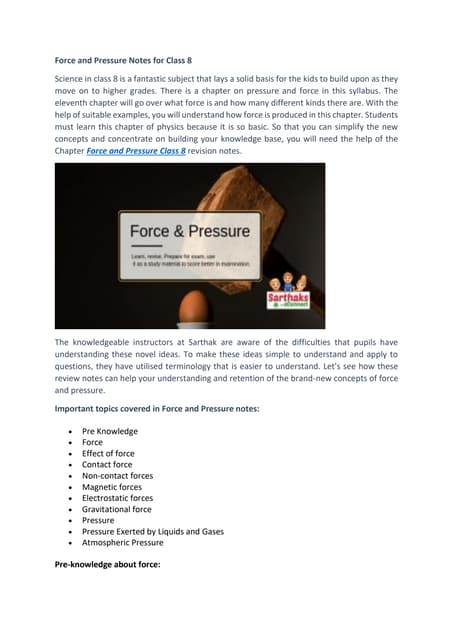Force and pressure | PDF