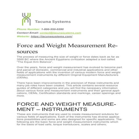 Force and Weight Measurement Resources | PDF