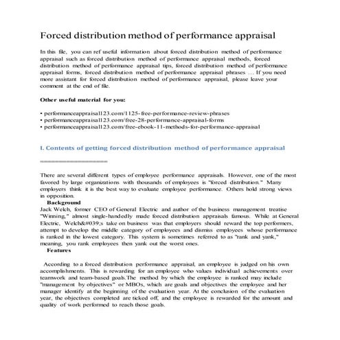 Forced distribution method of performance appraisal | DOCX