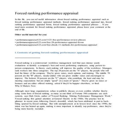 Forced ranking performance appraisal | PDF