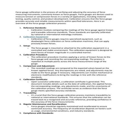 Force gauge calibration is the process of verifying and adjusting the ...