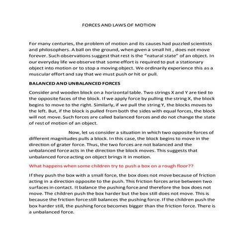 Forces and laws of motion | DOCX