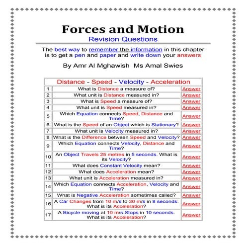 Forces and motion | DOCX