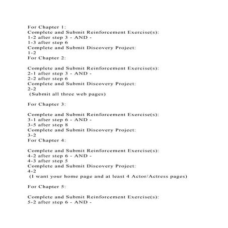 For Chapter 1Complete and Submit Reinforcement Exercise(s)1-2 .docx
