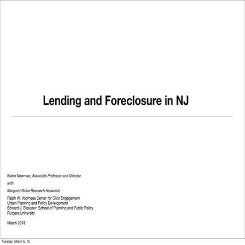 NJFuture Redevelopment Forum 13 Foreclosures Newman | PPT