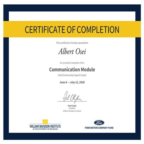 Ford Communication Certificate | PDF