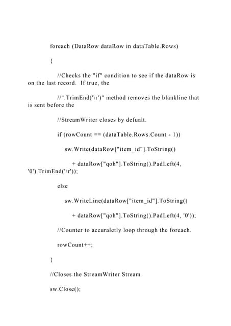 Foreach Datarow Datarow In Datatablerows Docx