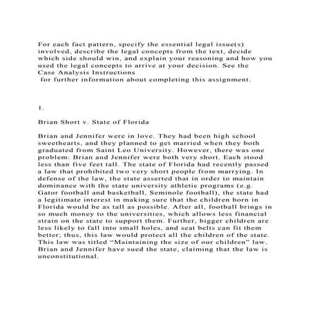 For each fact pattern, specify the essential legal issue(s) involv.docx ...