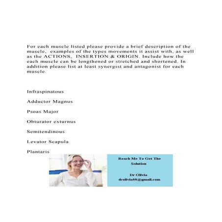 For each muscle listed please provide a brief description of.docx