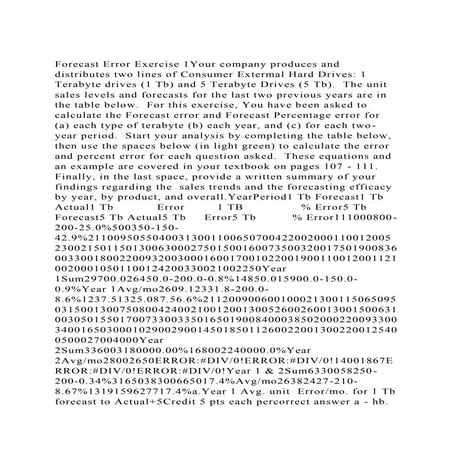 Forecast Error Exercise 1Your company produces and distributes two.docx