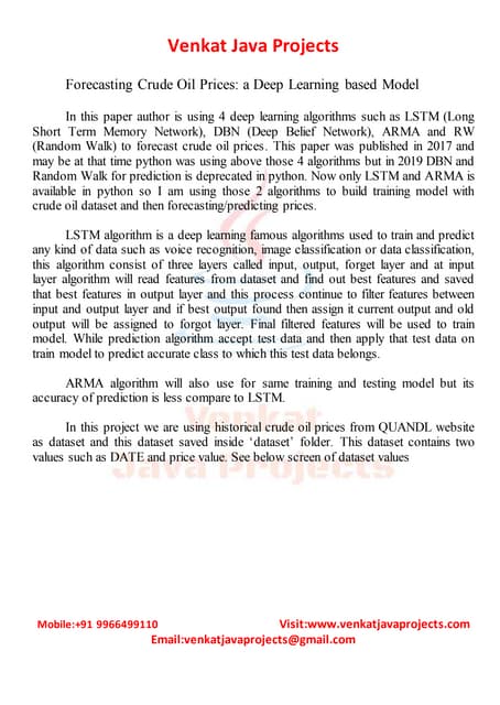 Forecasting Crude Oil Prices A Deep Learning Based Model Docx