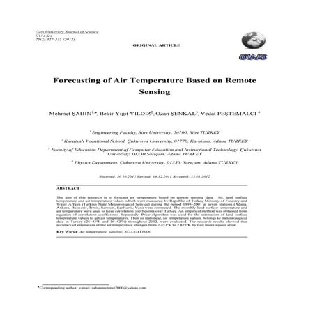 Forecasting of air temperature based on remote | PDF | Weather | Science