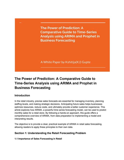 ARIMA - Statistical Analysis for Data Science | PPTX