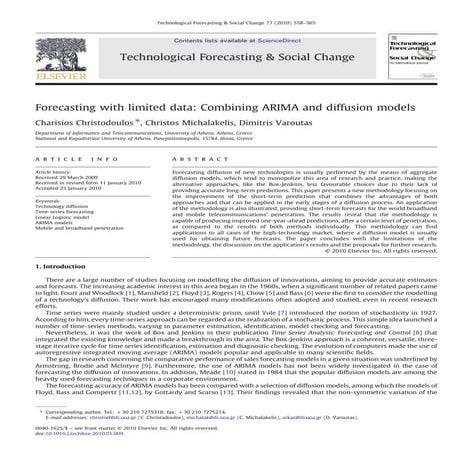 Forecasting with limited data combining arima and diffusion models | PDF