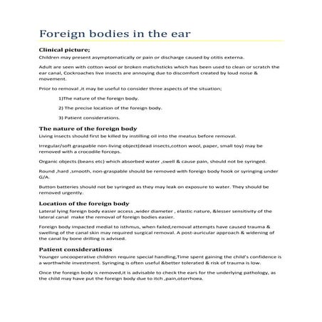 Foreign bodies in the ear | DOC