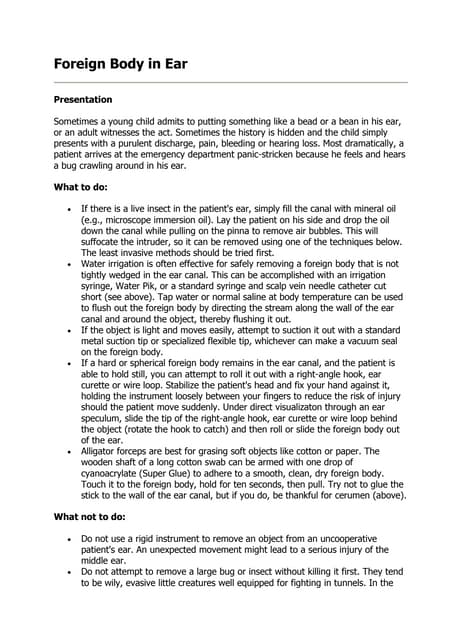 Foreign bodies in the ear | PDF