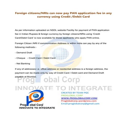 Foreign citizens/NRIs can now pay PAN application fee in any currency ...