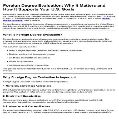 Foreign Degree Evaluation Services for U.S. Immigration, Education, and ...