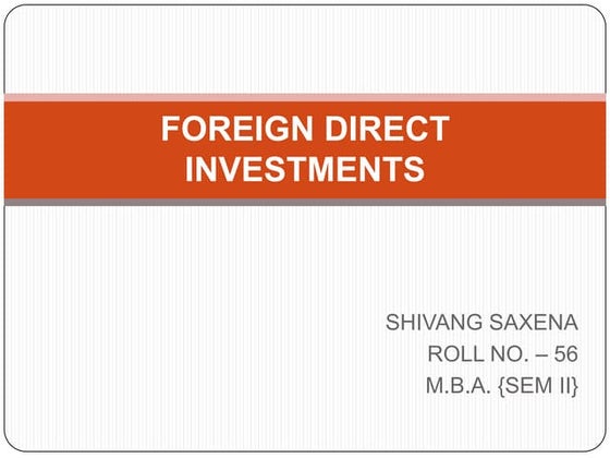 Foreign direct investment | PPTX