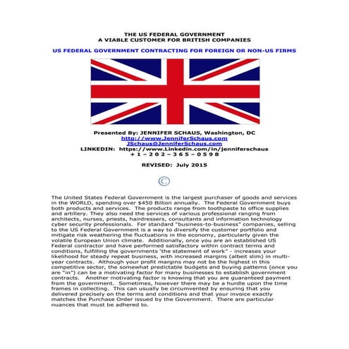 THE US FEDERAL GOVERNMENT: A VIABLE CUSTOMER FOR BRITISH COMPANIES | PDF