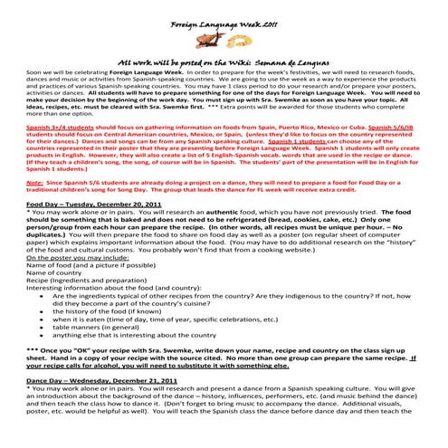 Foreign language week 2011 revised | DOCX | Cooking | Food & Drink