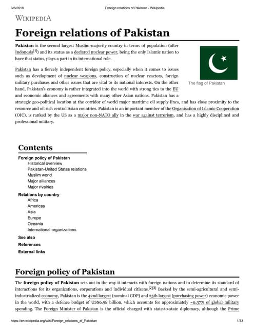 Foreign Policy Of Pakistan | PPTX