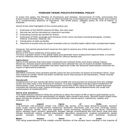 Foreign trade policy | PDF