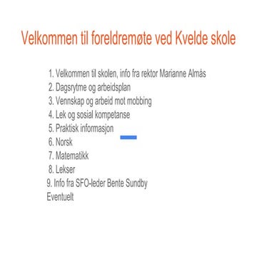 Velkommen Til Foreldremøte For 2 Trinn Pptx