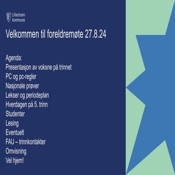 Foreldremøte Høst 5 Trinn Barneskole Pptx