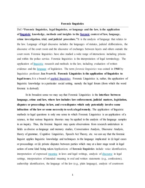 Forensic linguistics | PPT