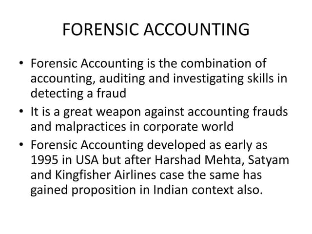 Forensic accounting ppt (2) | PPTX