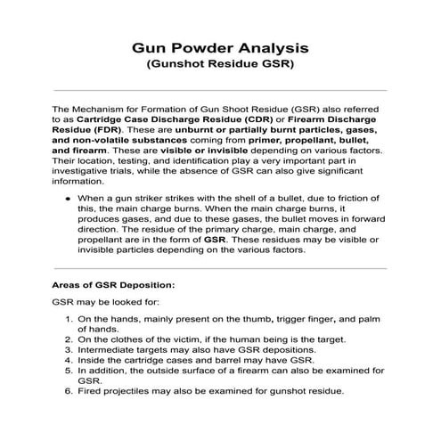 Gunshot residue, forensic analysis and interpretation ppt 03 | PPT