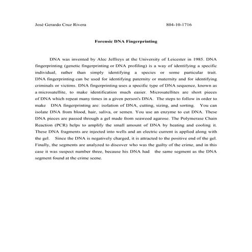 Forensic dna fingerprinting | DOCX