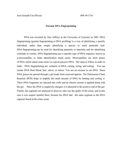 Dna fingerprinting | PPTX | Genetics | Science