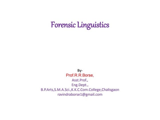 Forensic linguistics | PPT