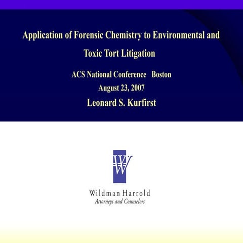 Application of Forensic Chemistry to Environmental and Toxic Tort ...