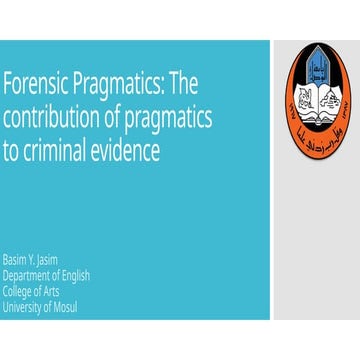 Linguistics Forensic Pragmatics Applied Linguistics Ppt