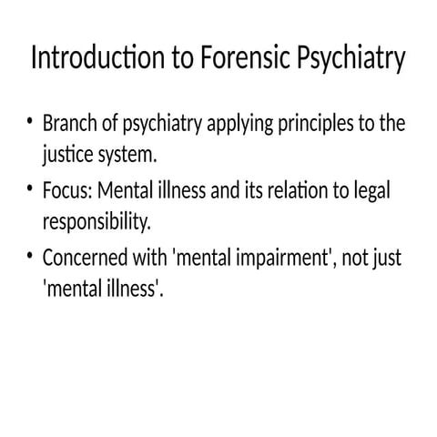 Forensic Psychiatry sample for reference and for understanding outline ...