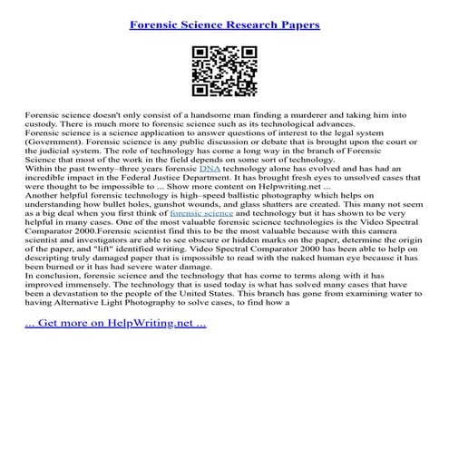 Forensic Science Research Papers | PDF