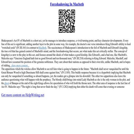 Foreshadowing In Macbeth | PPT